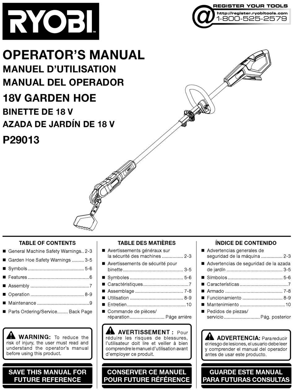 RYOBI P29013 OPERATOR'S MANUAL Pdf Download | ManualsLib