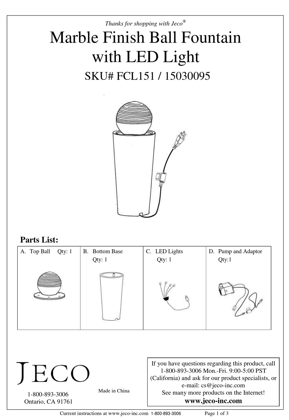 JECO FCL151 QUICK START MANUAL Pdf Download | ManualsLib