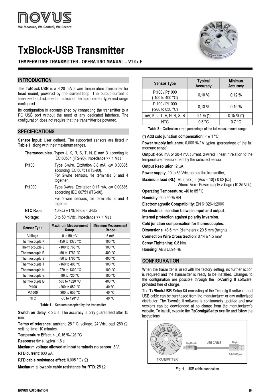 NOVUS TXBLOCK-USB OPERATING MANUAL Pdf Download | ManualsLib