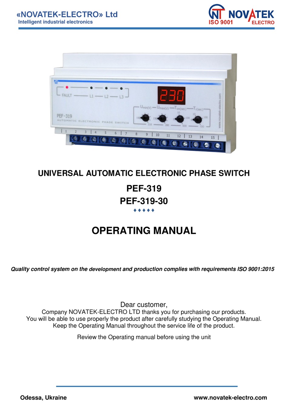 NOVATEK-ELECTRO PEF-319 OPERATING MANUAL Pdf Download | ManualsLib