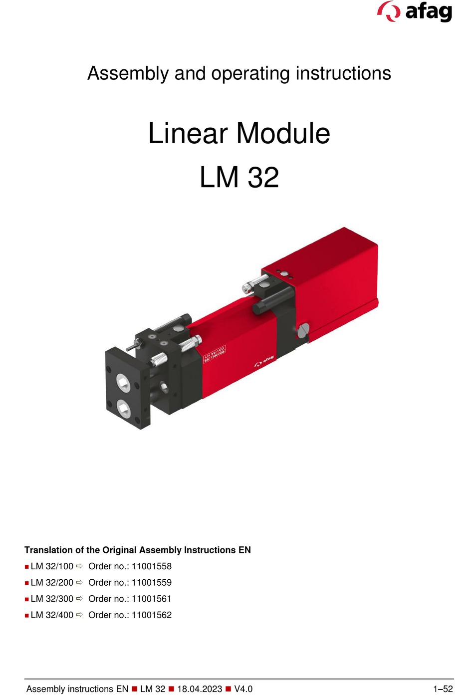 AFAG LM 32 ASSEMBLY AND OPERATING INSTRUCTIONS MANUAL Pdf Download ...