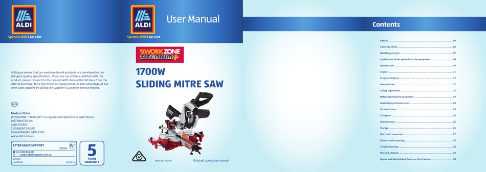 ALDI WORKZONE TITANIUM HM80MP USER MANUAL Pdf Download | ManualsLib
