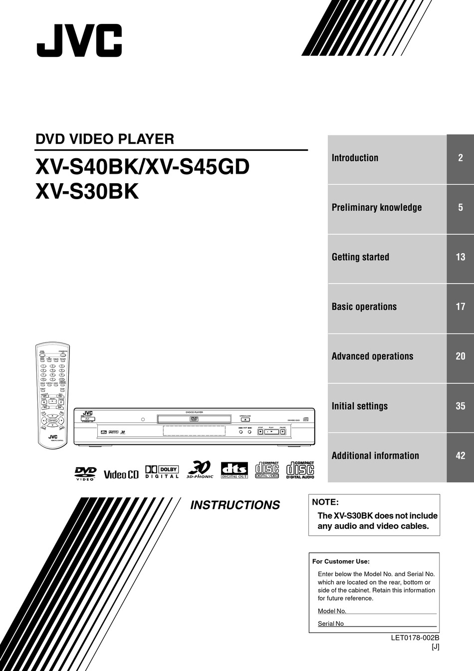 JVC XV-S45GD INSTRUCTIONS MANUAL Pdf Download | ManualsLib