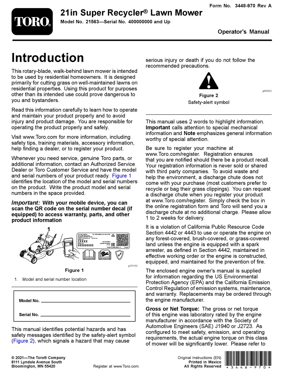TORO SUPER RECYCLER 21563 OPERATOR'S MANUAL Pdf Download | ManualsLib
