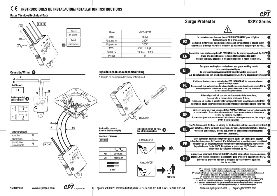 CPT NSP2 SERIES INSTALLATION INSTRUCTIONS Pdf Download | ManualsLib