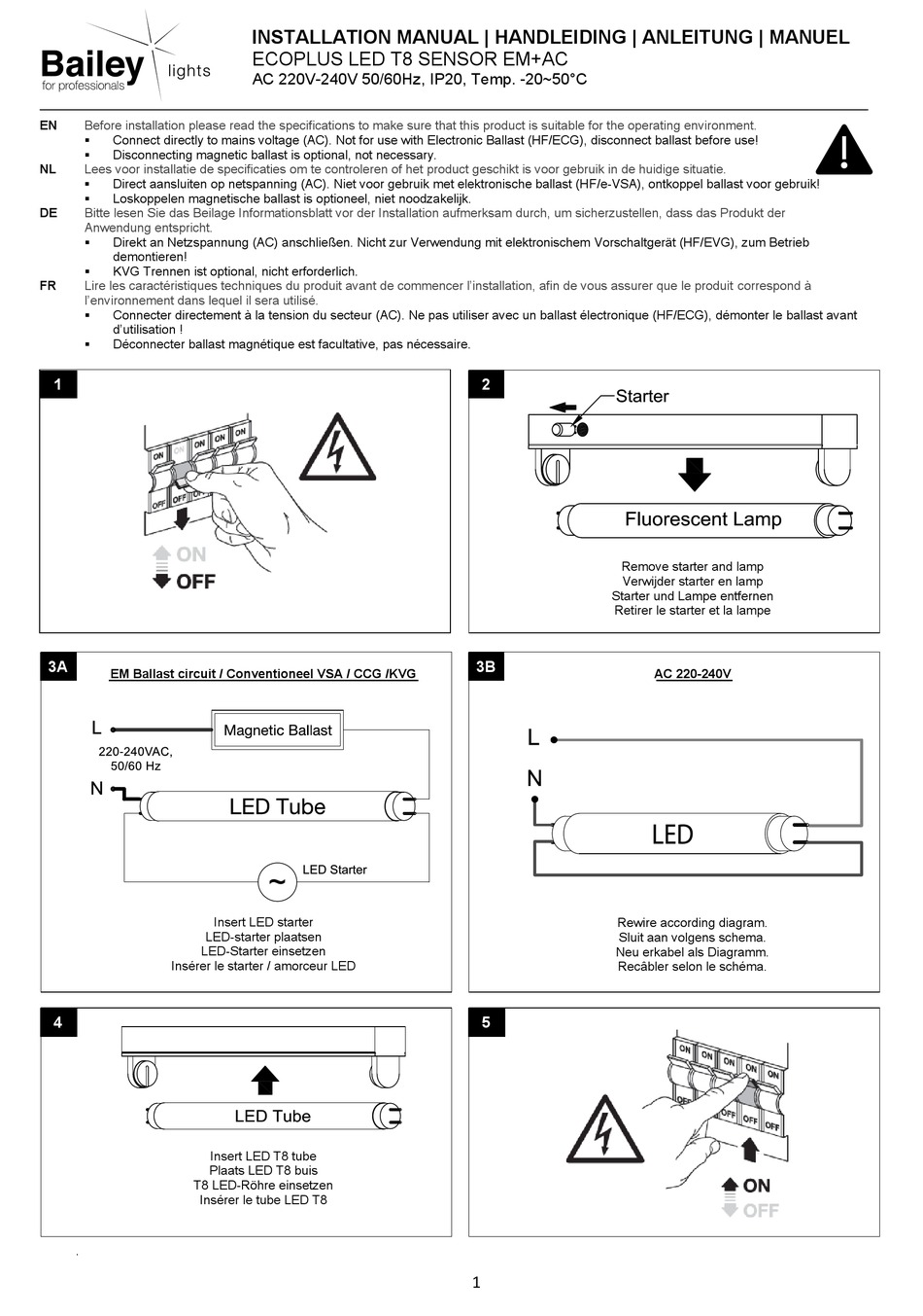 BAILEY ECOPLUS LED T8 INSTRUCTION MANUAL Pdf Download | ManualsLib