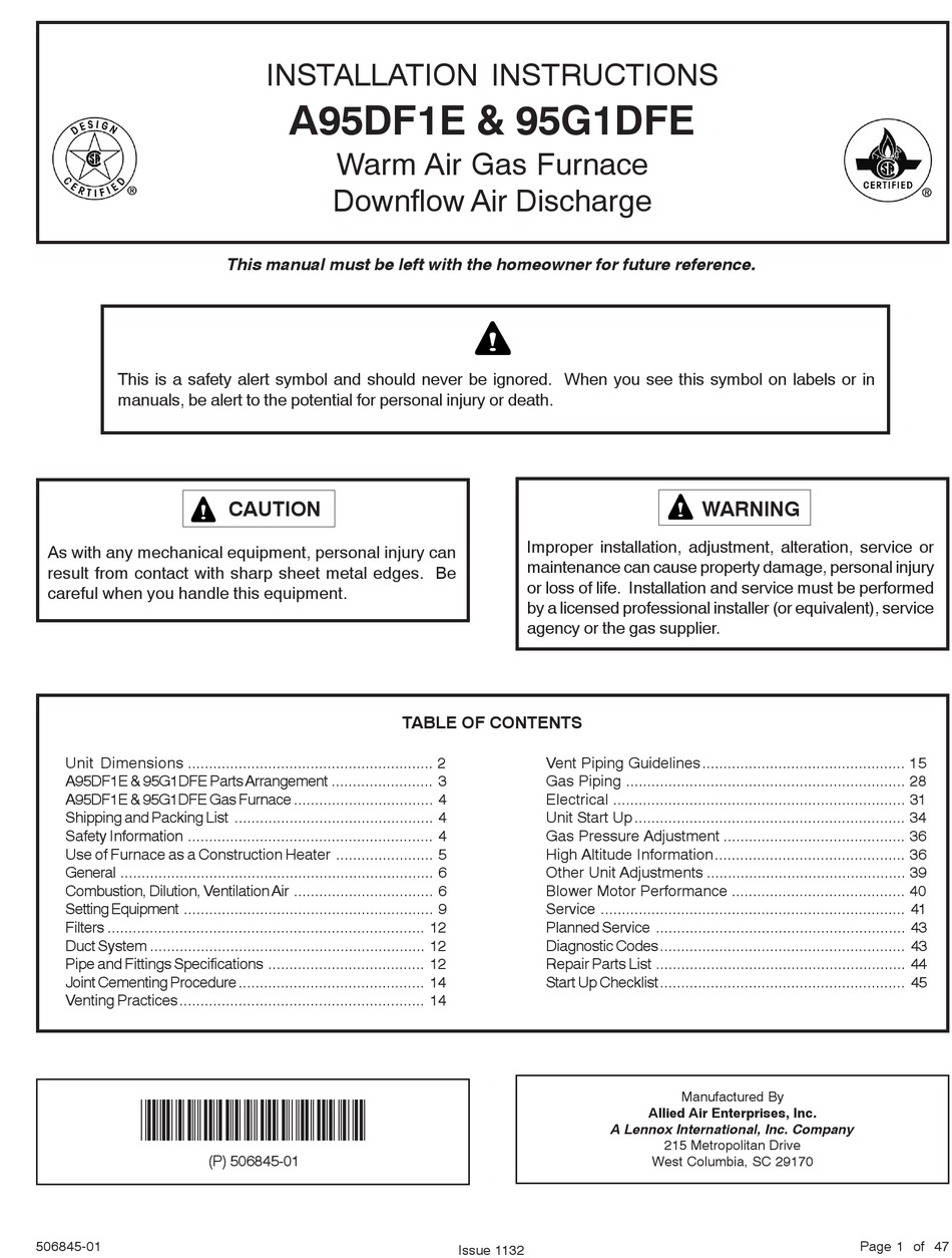 ARMSTRONG A95DF1E INSTALLATION INSTRUCTIONS MANUAL Pdf Download ...