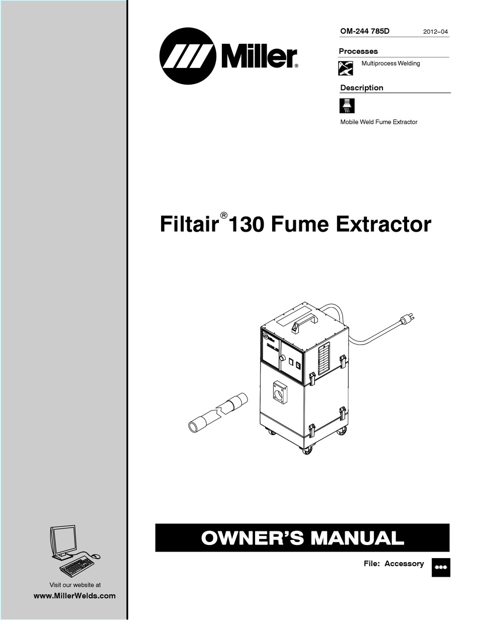 MILLER FILTAIR 130 OWNER'S MANUAL Pdf Download | ManualsLib