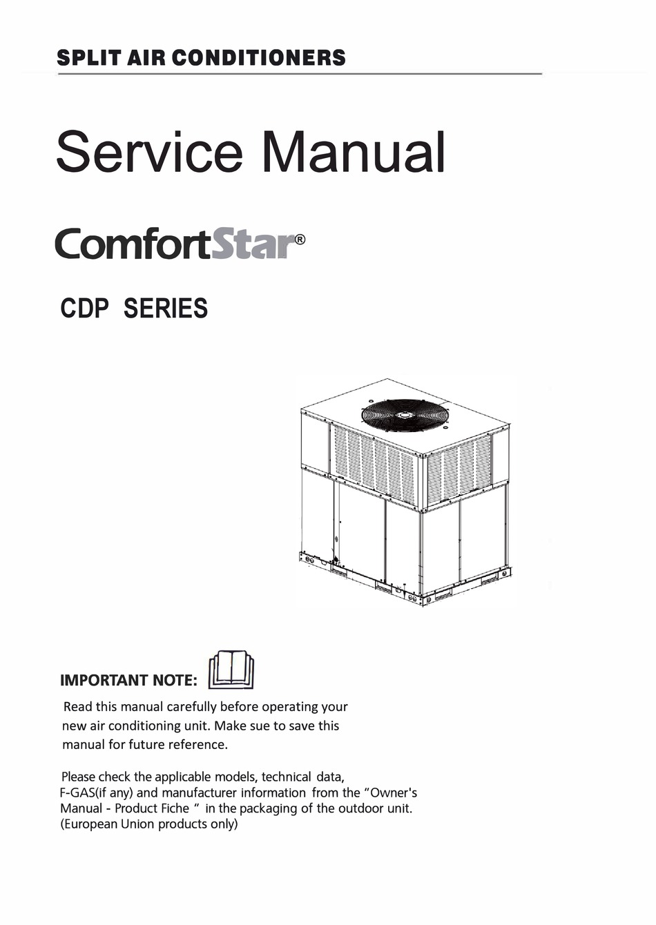 COMFORT STAR CDP SERIES SERVICE MANUAL Pdf Download | ManualsLib