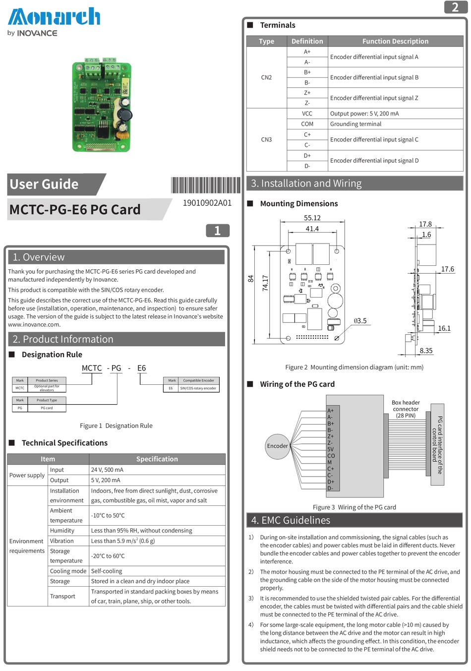 INOVANCE MONARCH MCTC-PG-E6 USER MANUAL Pdf Download | ManualsLib