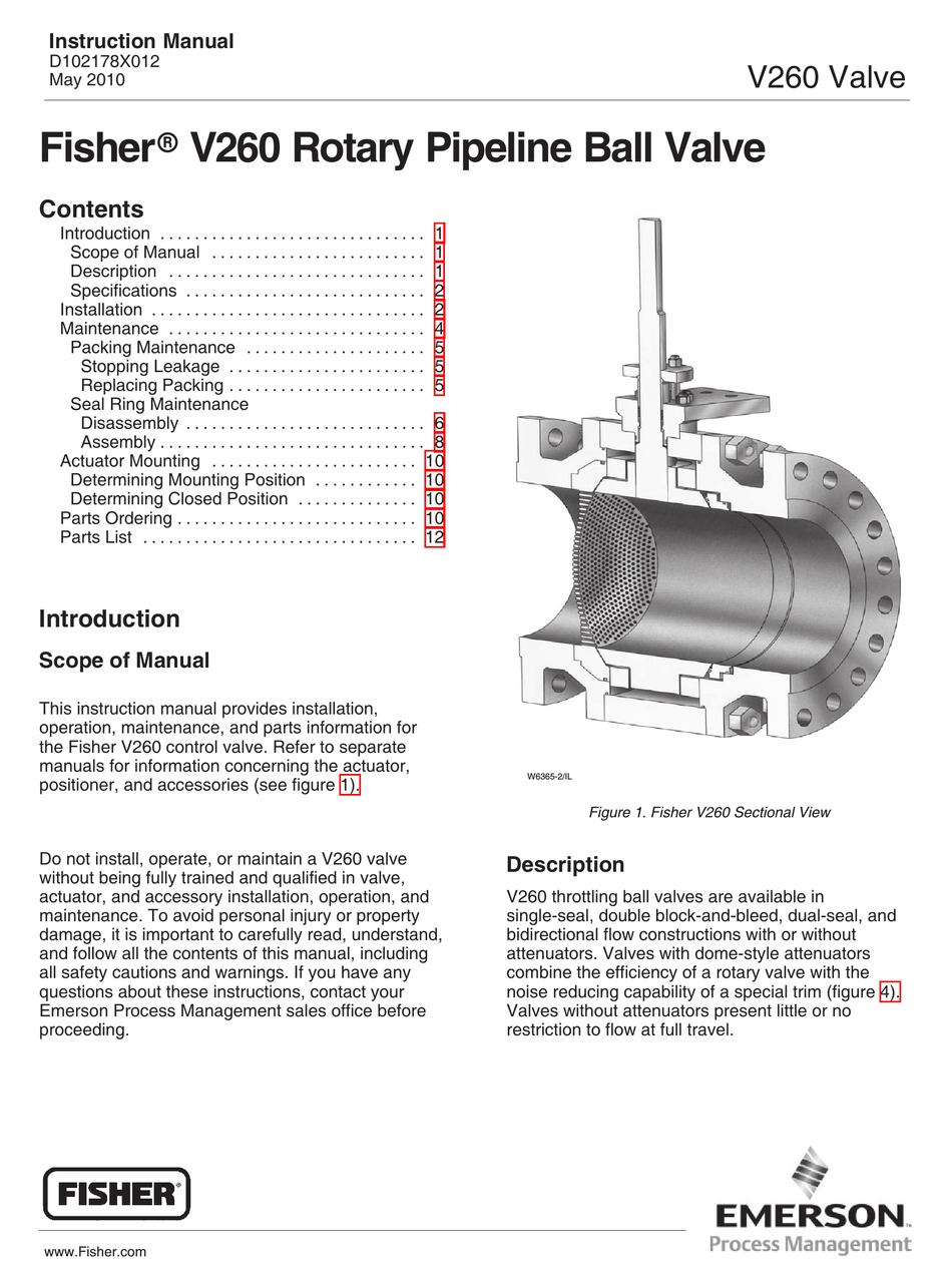 EMERSON FISHER V260 INSTRUCTION MANUAL Pdf Download | ManualsLib