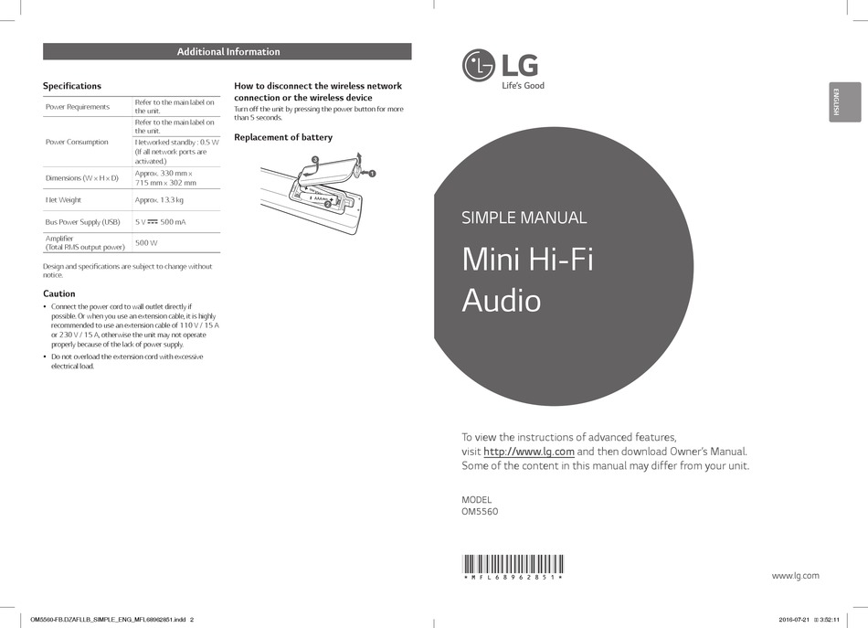 LG OM5560 SIMPLE MANUAL Pdf Download | ManualsLib