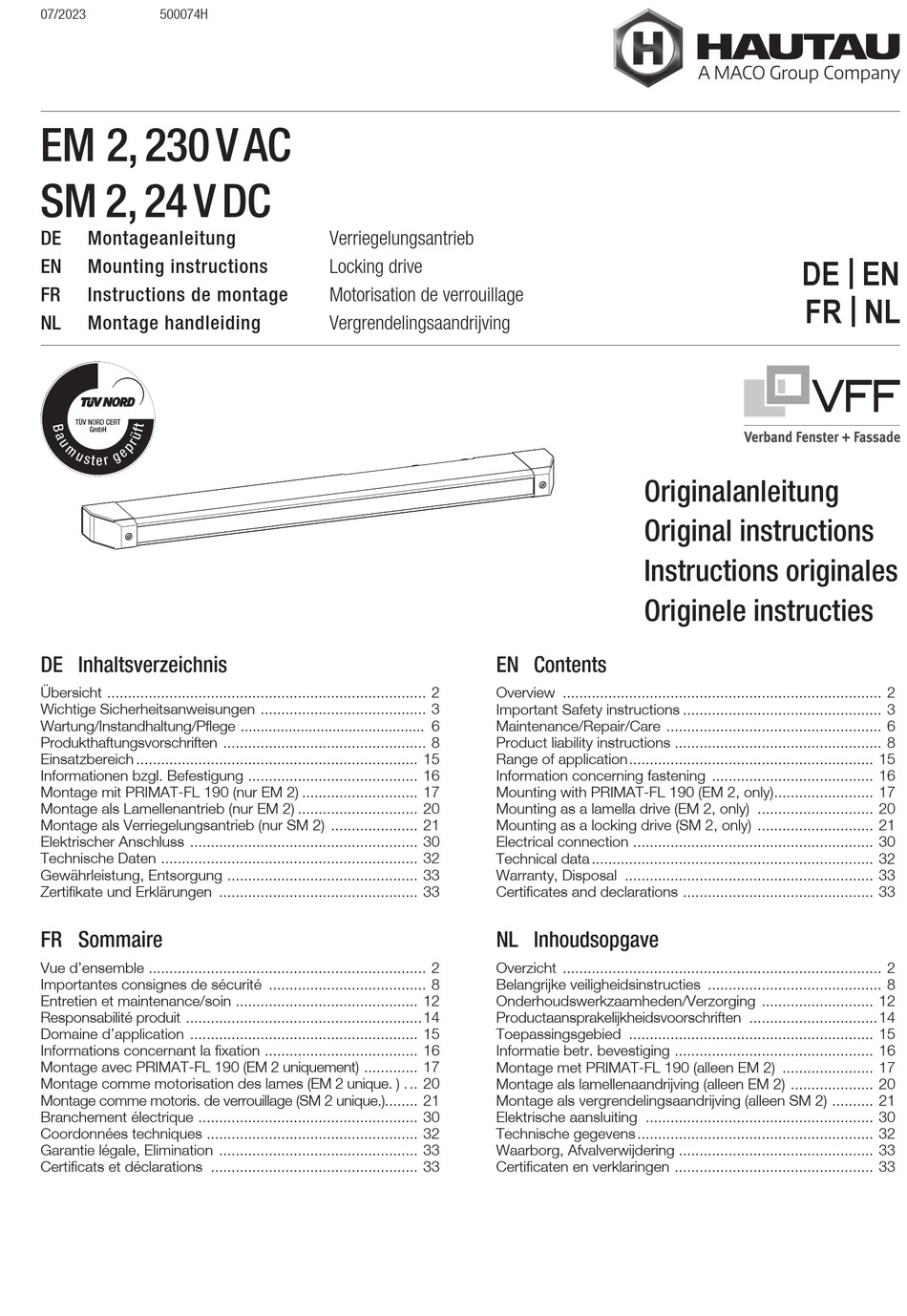 MACO HAUTAU EM 2 MOUNTING INSTRUCTIONS Pdf Download | ManualsLib