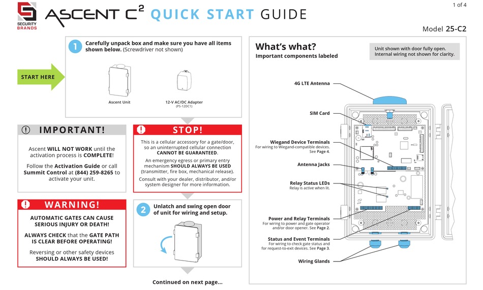 SECURITY BRANDS 25-C2 QUICK START MANUAL Pdf Download | ManualsLib