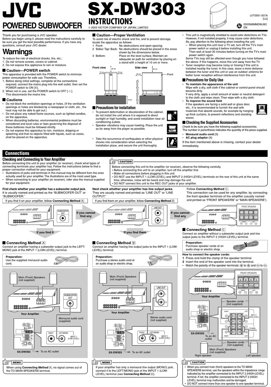 JVC SX-DW303 INSTRUCTIONS Pdf Download | ManualsLib