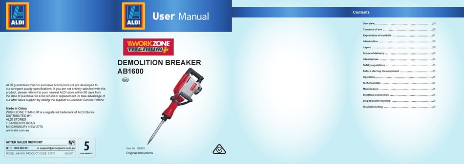 WORKZONE AB1600 USER MANUAL Pdf Download | ManualsLib