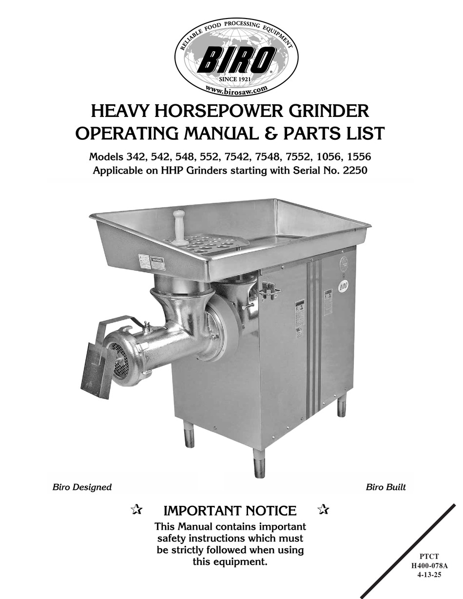 BIRO 542 OPERATING MANUAL Pdf Download | ManualsLib