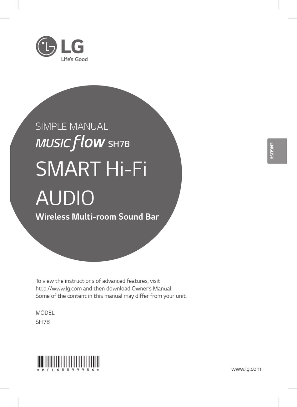 LG MUSICFLOW SH7B SIMPLE MANUAL Pdf Download | ManualsLib