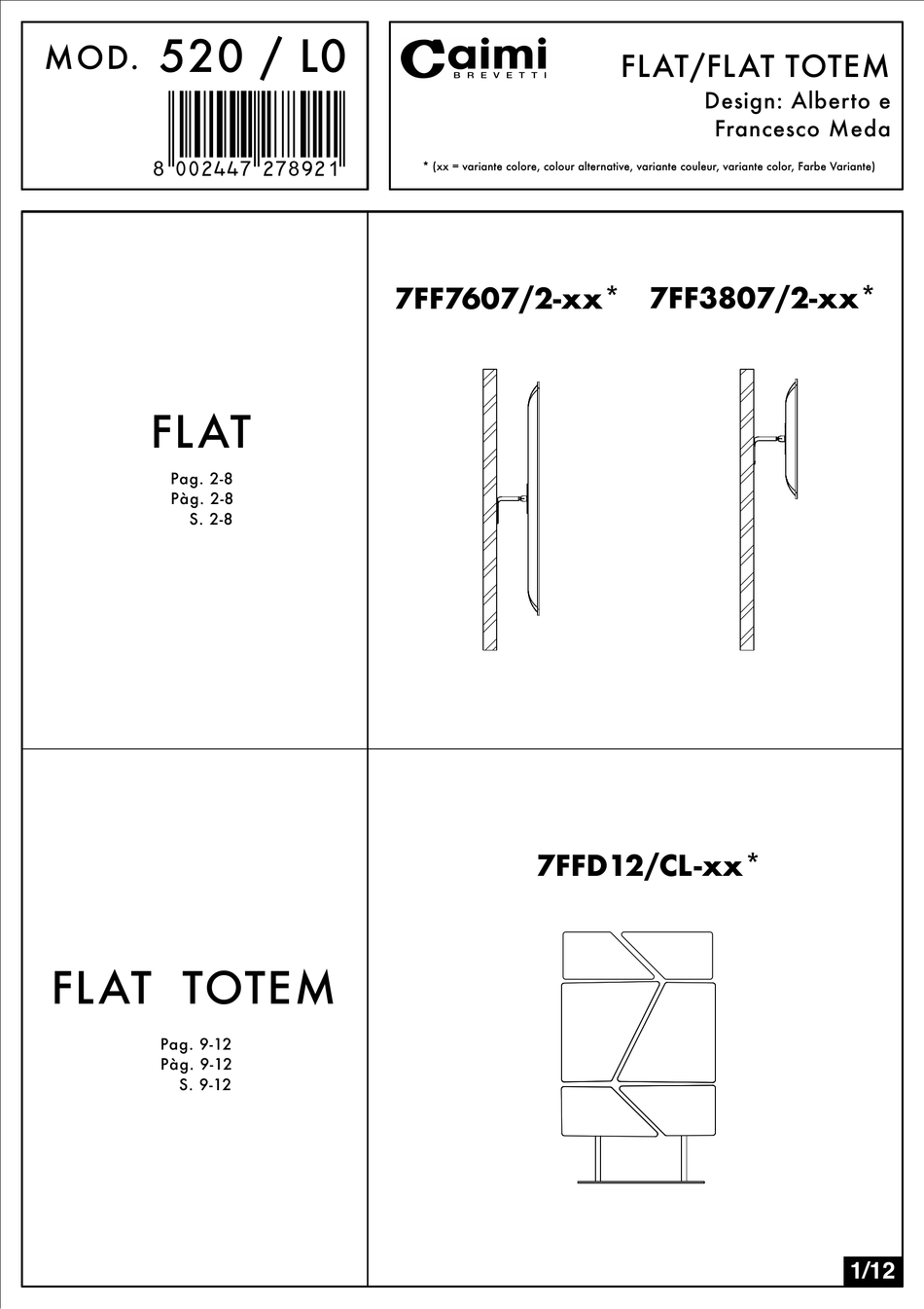 CAIMI BREVETTI FLAT 520/L0 ASSEMBLY INSTRUCTIONS MANUAL Pdf Download ...