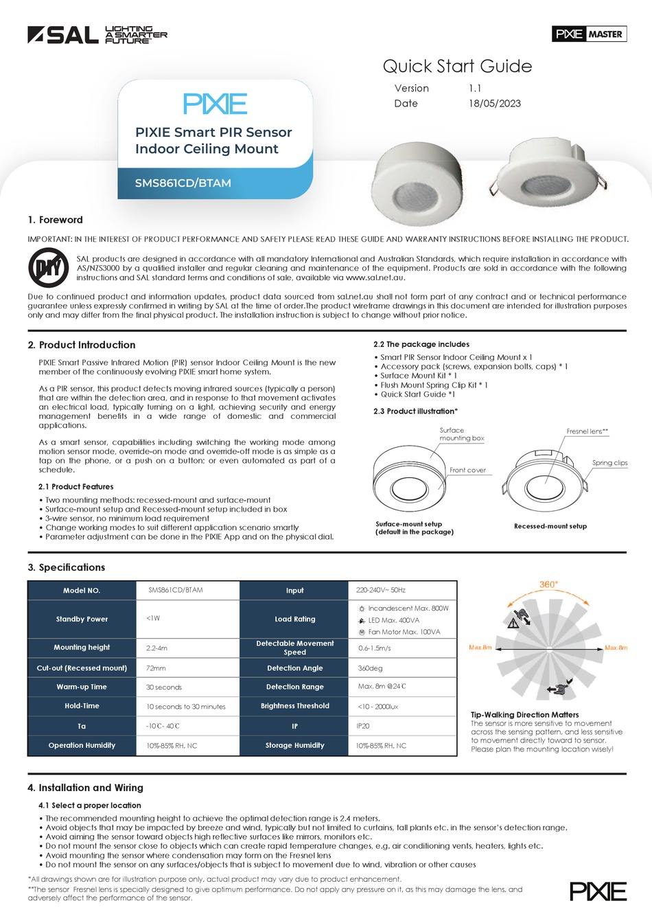 SAL PIXIE SMS861CD/BTAM QUICK START MANUAL Pdf Download | ManualsLib