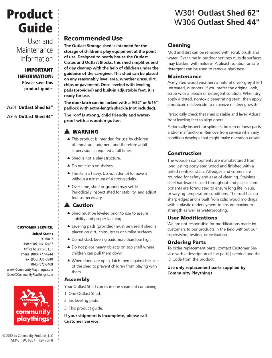 COMMUNITY PRODUCTS W301 PRODUCT MANUAL Pdf Download | ManualsLib