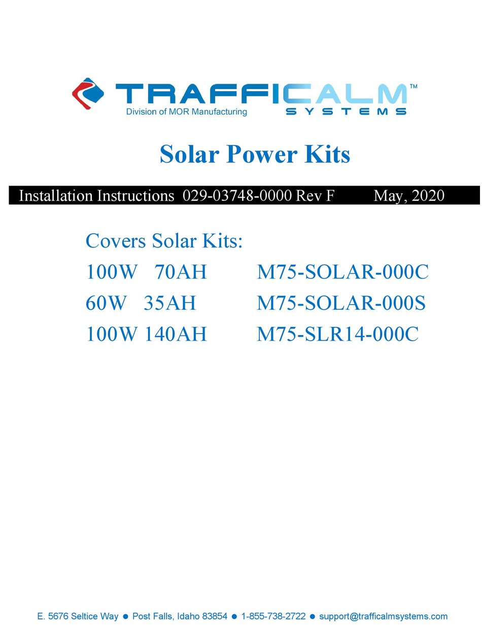 TRAFFICALM M75-SOLAR-000C INSTALLATION INSTRUCTIONS MANUAL Pdf Download | ManualsLib