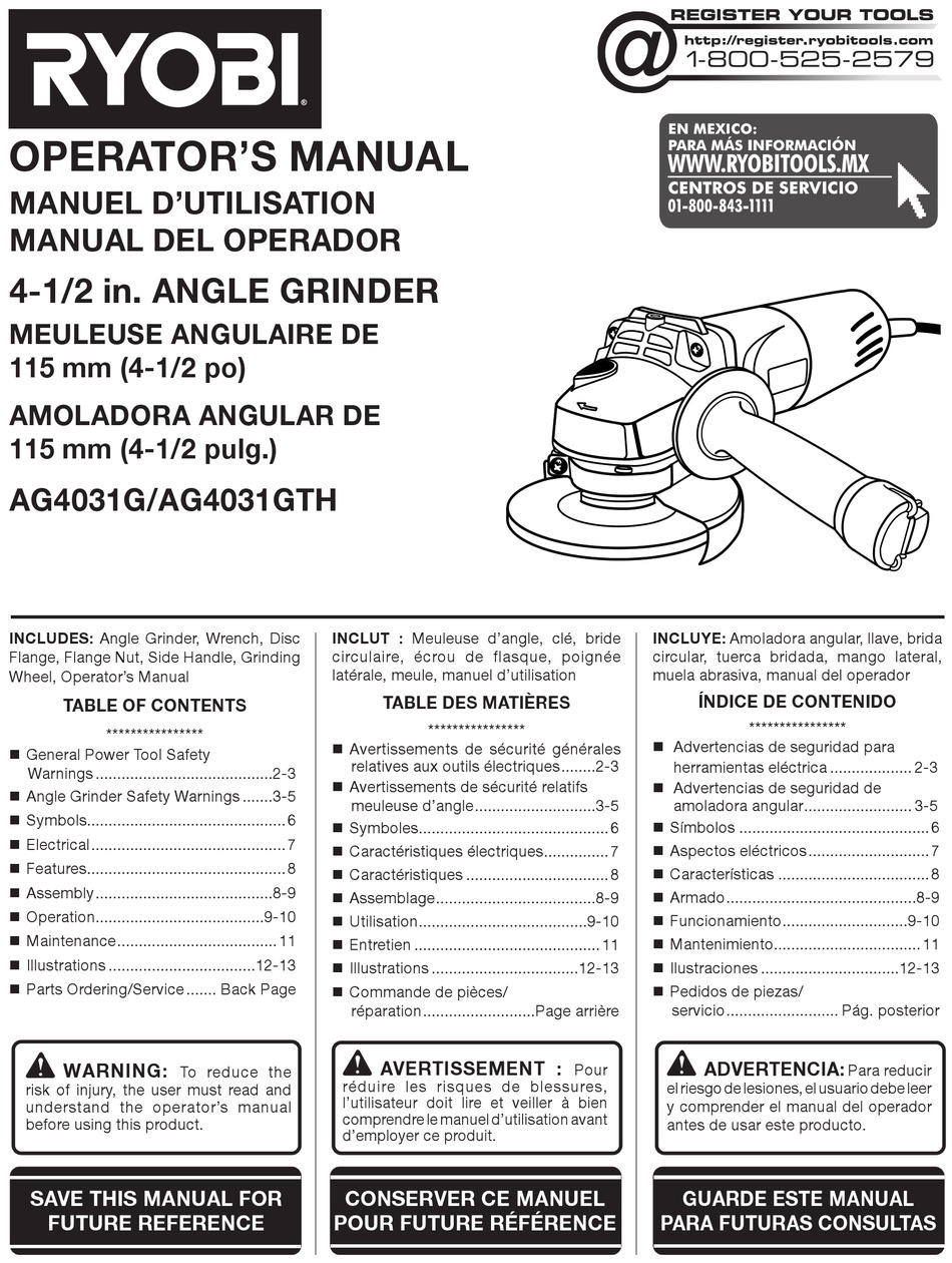 RYOBI AG4031GTH OPERATOR'S MANUAL Pdf Download | ManualsLib