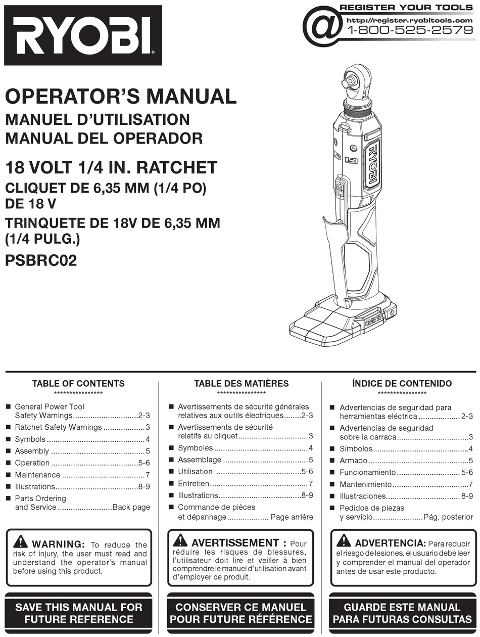 RYOBI PSBRC02 OPERATOR'S MANUAL Pdf Download | ManualsLib