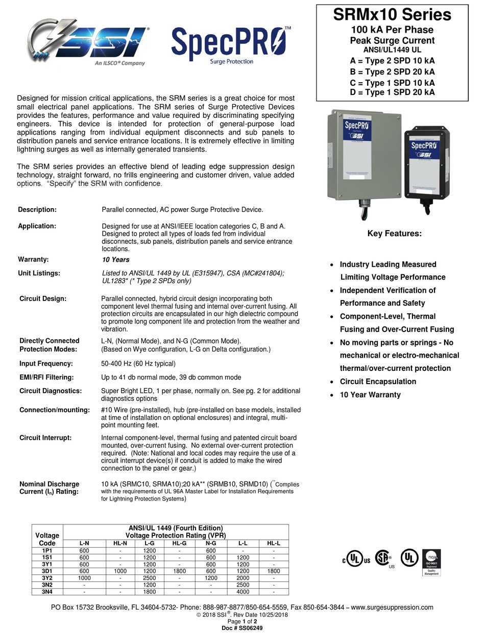 ILSCO SSI SPECPRO SRM 10 SERIES MANUAL Pdf Download | ManualsLib