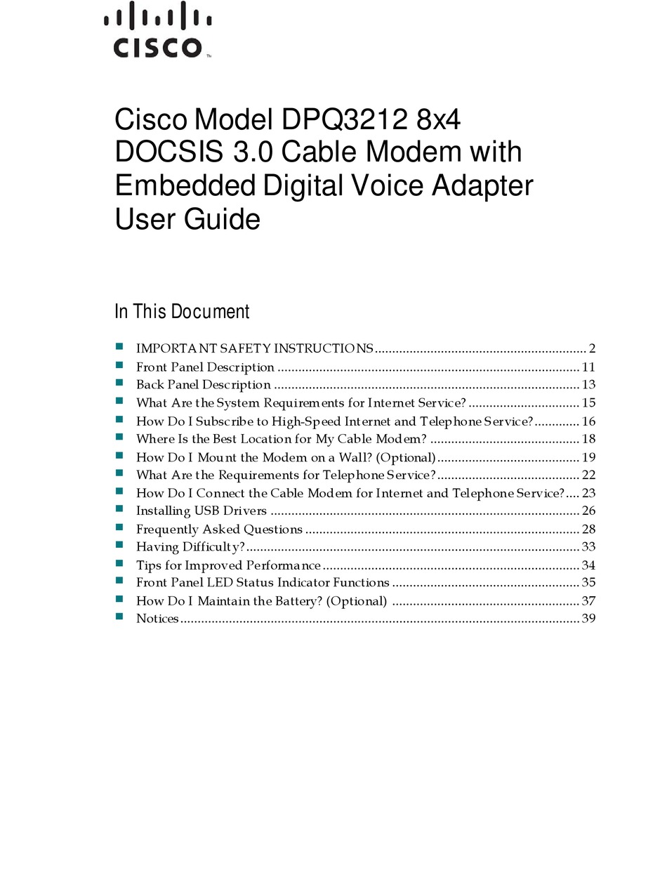 CISCO DPQ3213 USER MANUAL Pdf Download | ManualsLib