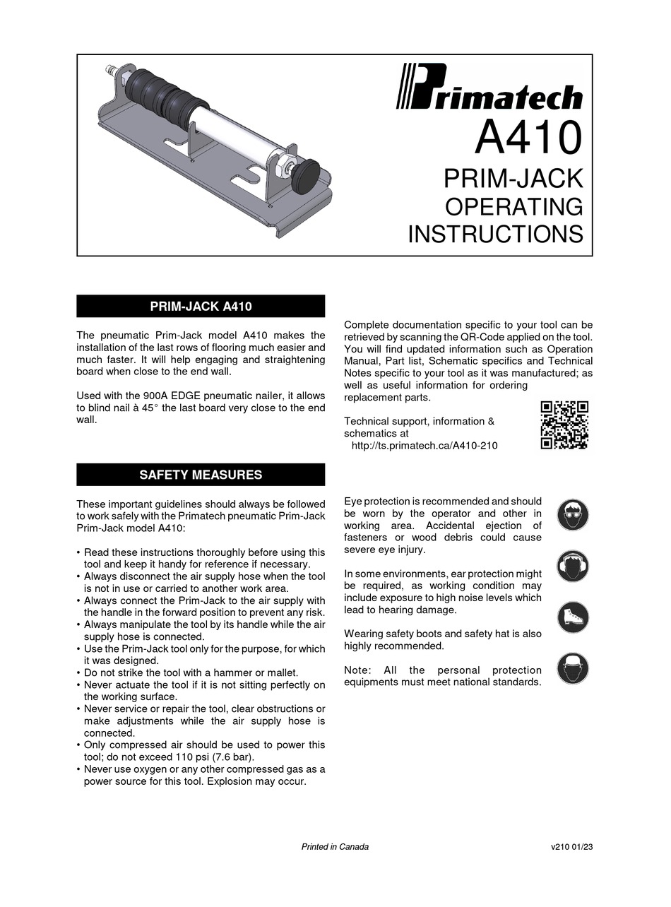 PRIMATECH A410 OPERATING INSTRUCTIONS Pdf Download | ManualsLib