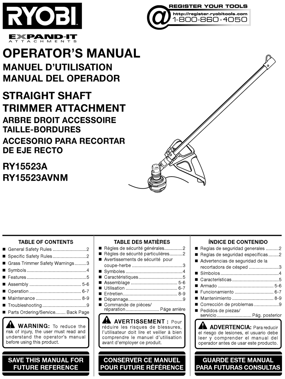 RYOBI RY15523A OPERATOR'S MANUAL Pdf Download | ManualsLib