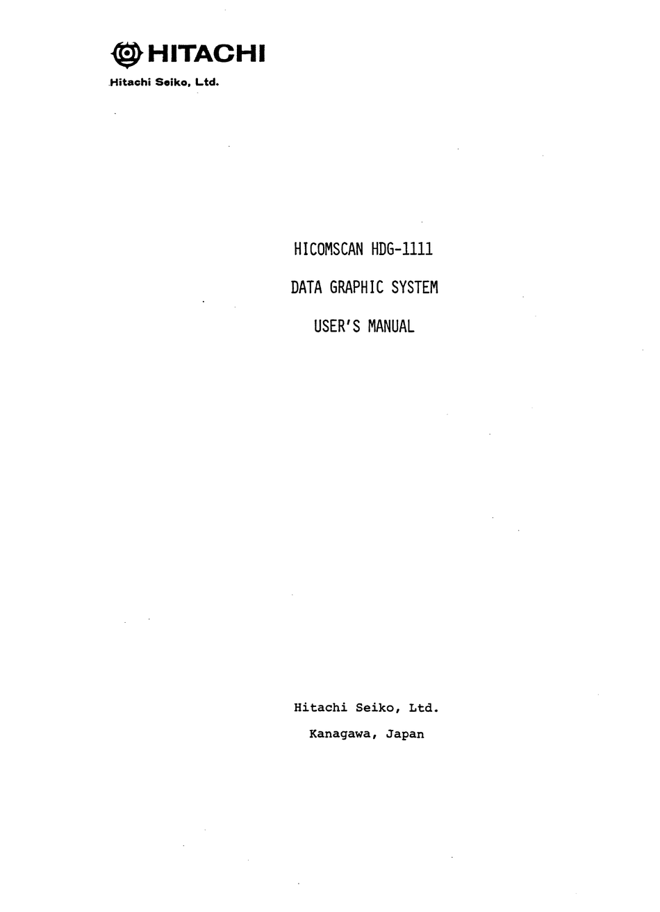 HITACHI HICOMSCAN HDG-1111 USER MANUAL Pdf Download | ManualsLib