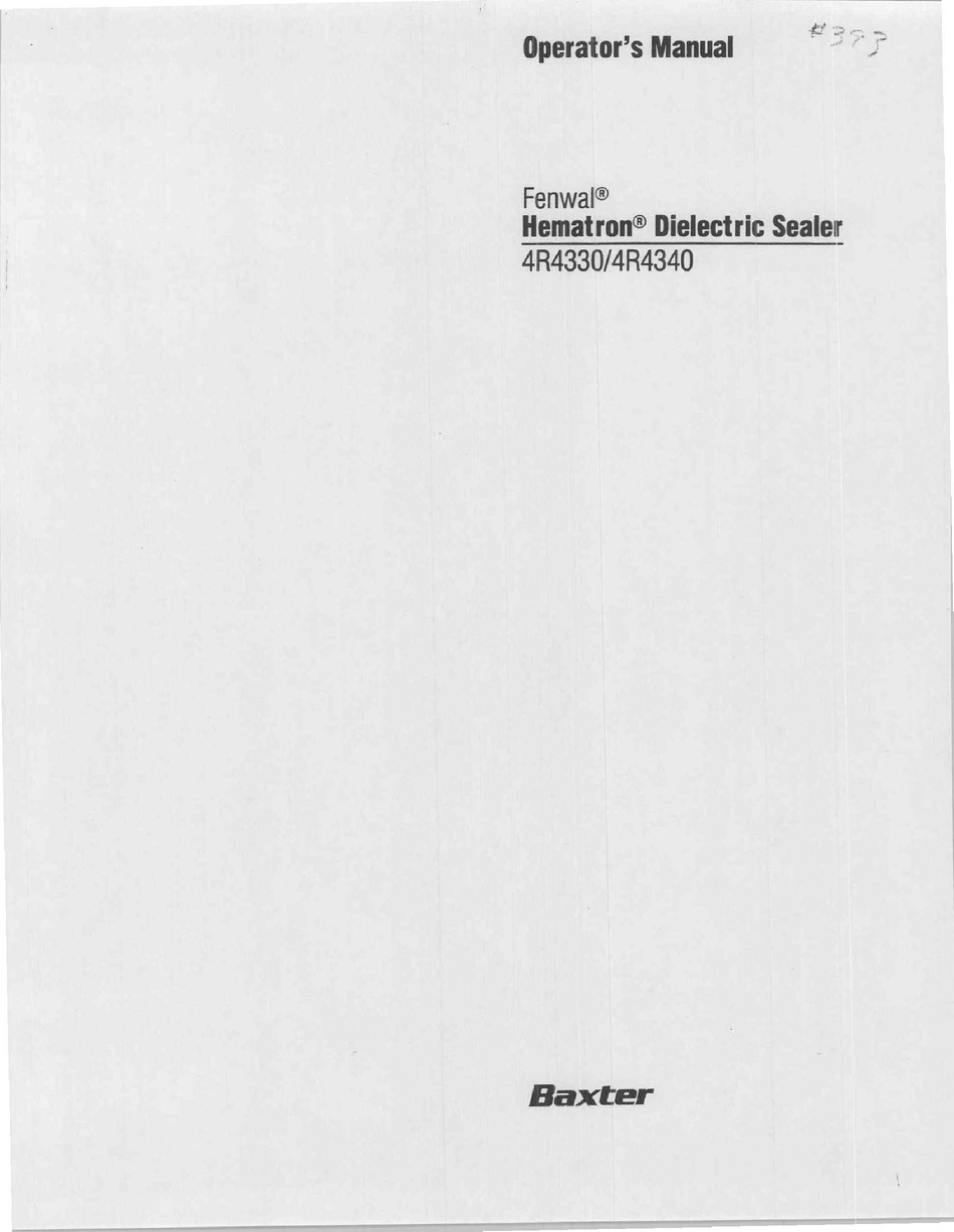 BAXTER FENWAL HEMATRON 4R4330 OPERATOR'S MANUAL Pdf Download | ManualsLib