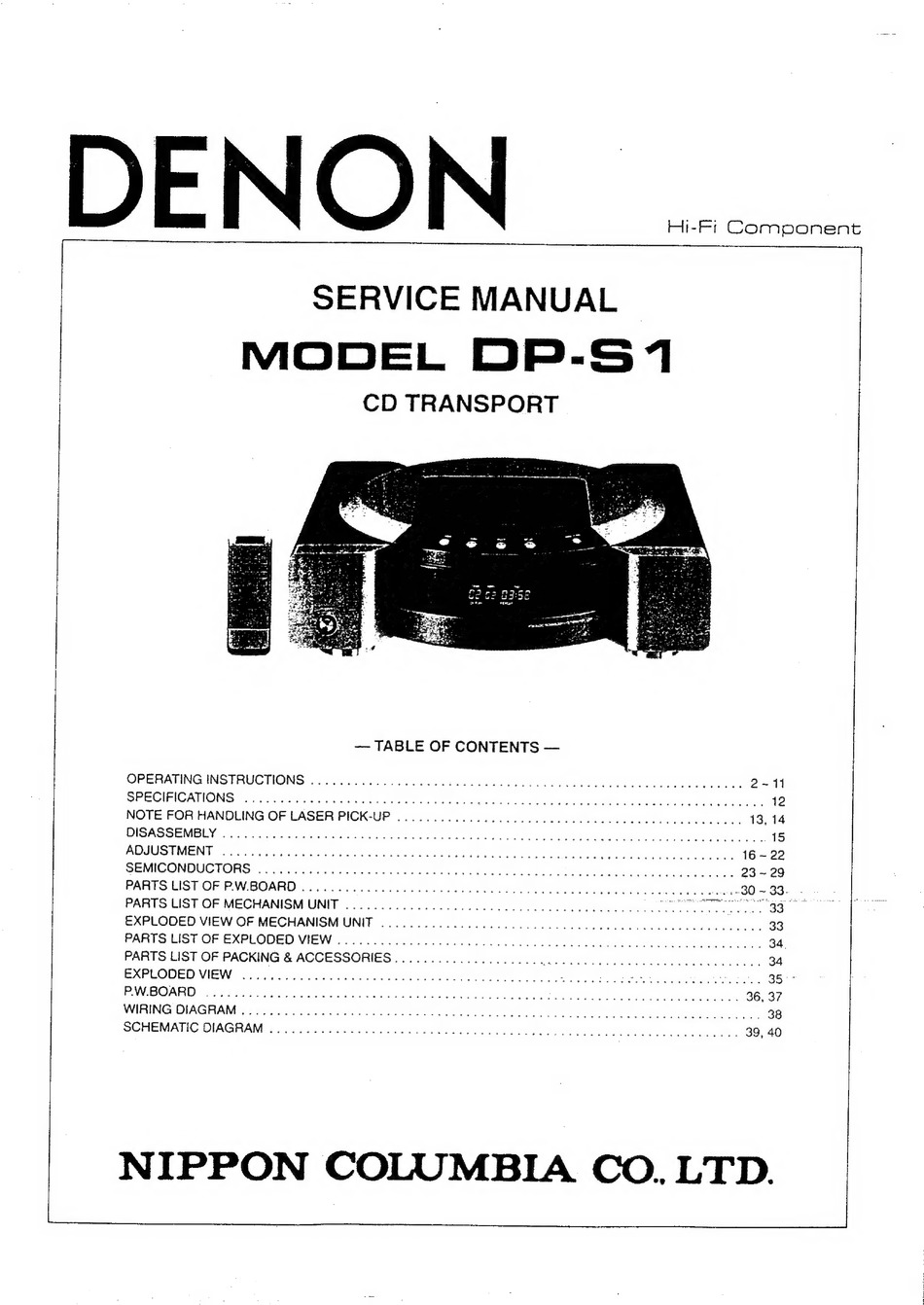 DENON DP-S1 SERVICE MANUAL Pdf Download | ManualsLib