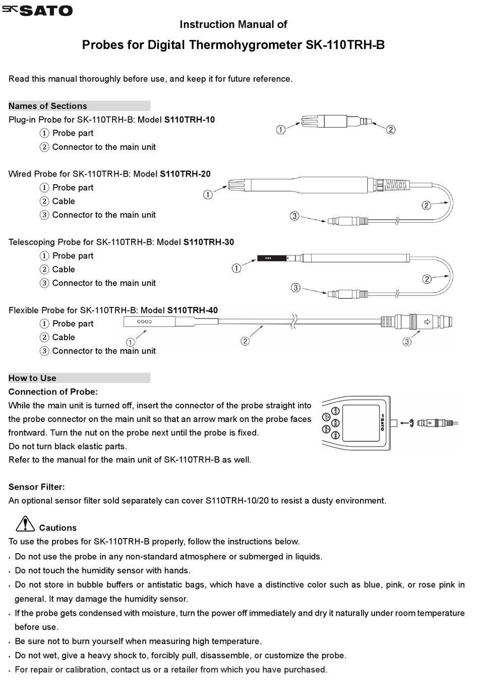 SATO S110TRH-10 INSTRUCTION MANUAL Pdf Download | ManualsLib