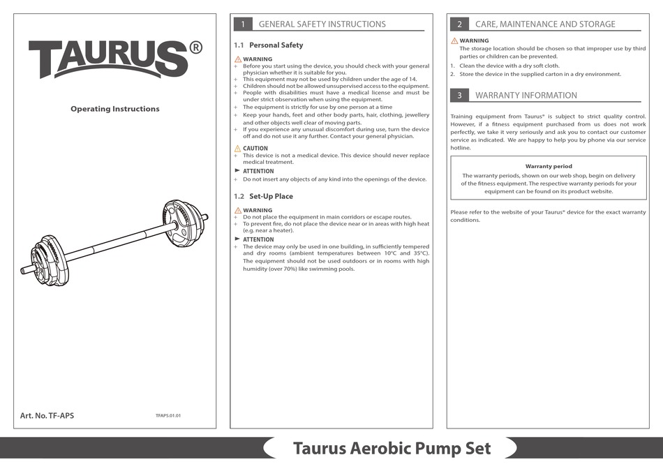 TAURUS TF-APS OPERATING INSTRUCTIONS Pdf Download | ManualsLib