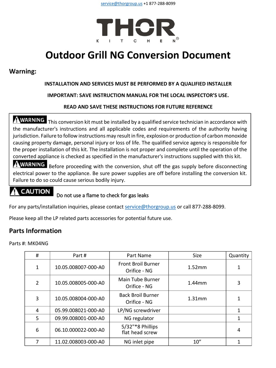 THOR KITCHEN MK04NG MANUAL Pdf Download | ManualsLib
