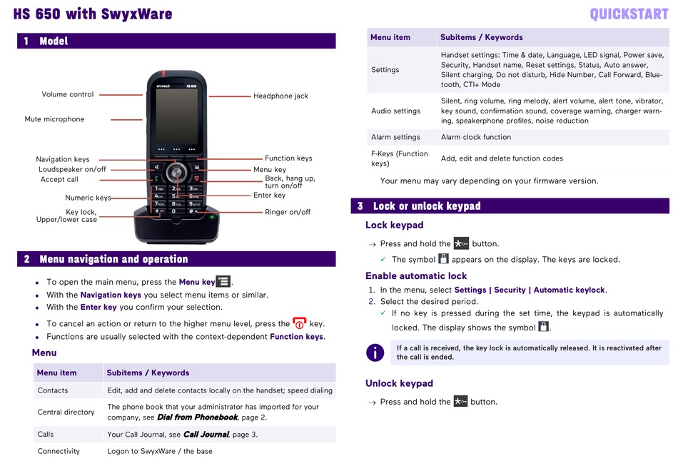 SWYX SWYXWARE HS 650 QUICK START Pdf Download | ManualsLib