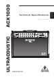 BEHRINGER ULTRACOUSTIC ACX1000 AMPLIFIER USER MANUAL | ManualsLib