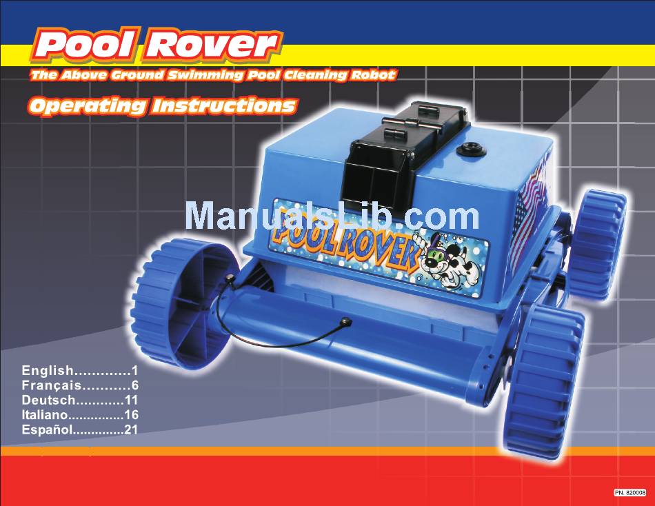 POOL ROVER ROBOTIC POOL CLEANER OPERATING INSTRUCTIONS MANUAL Pdf ...