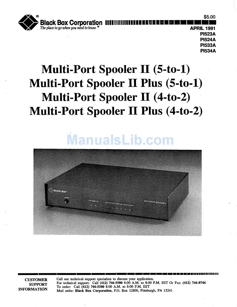 BLACK BOX PI523A MULTI-PORT SPOOLER II INSTALLATION AND OPERATION ...