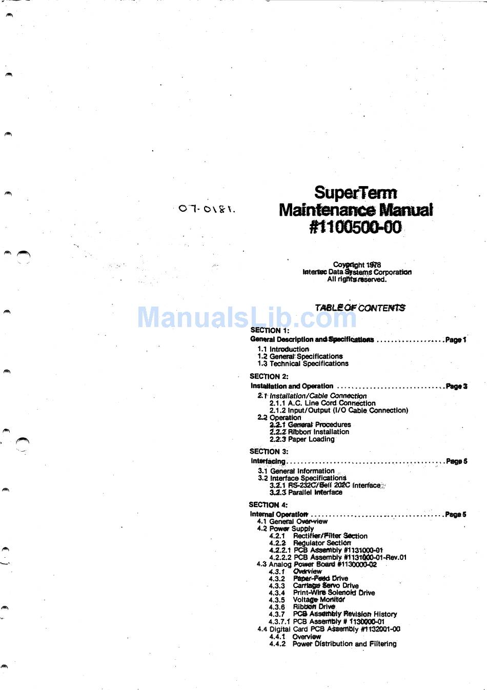 INTERTEC DATA SYSTEMS SUPERTERM MAINTENANCE MANUAL Pdf Download ...