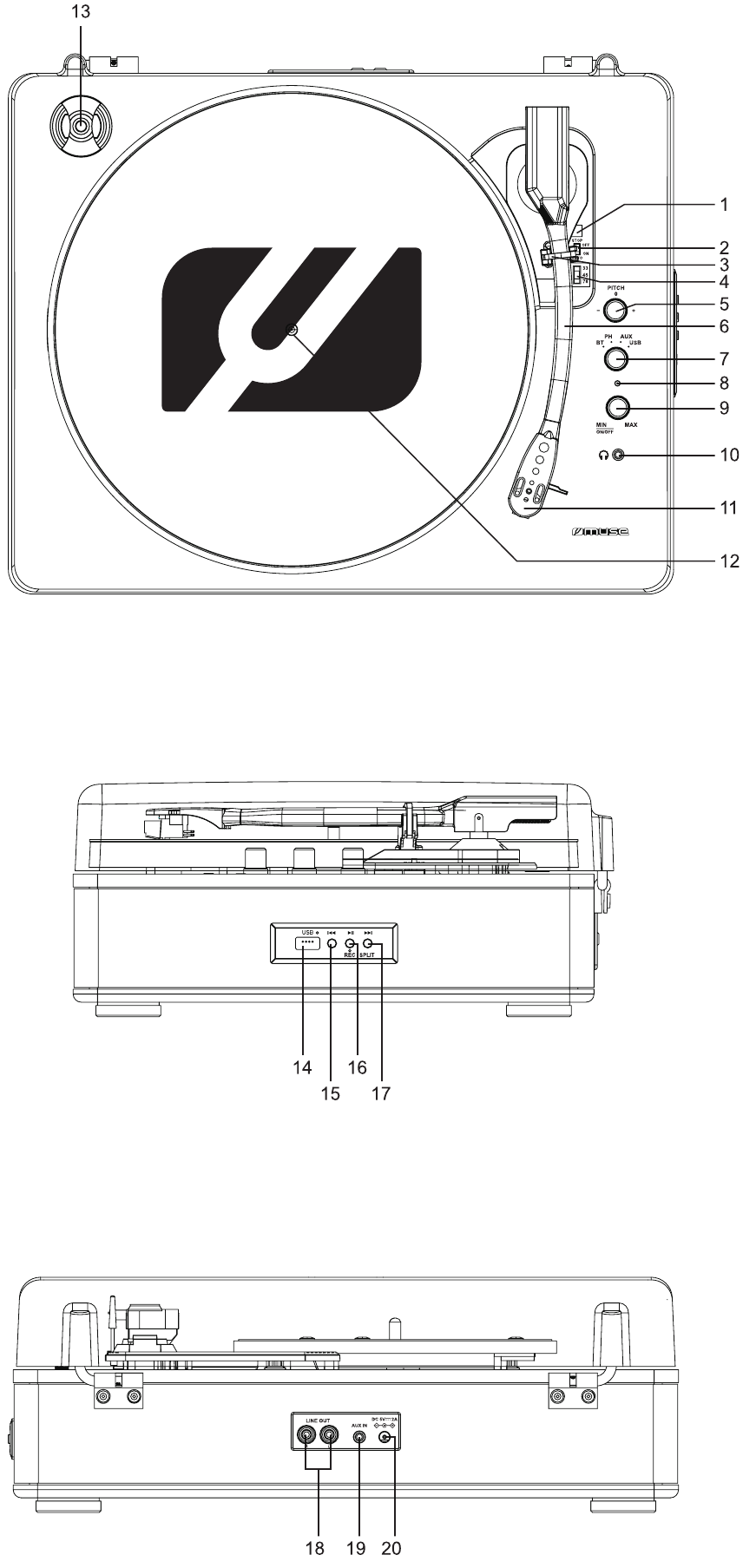 Muse MT-106 B - Turntable Stereo System Manual | ManualsLib