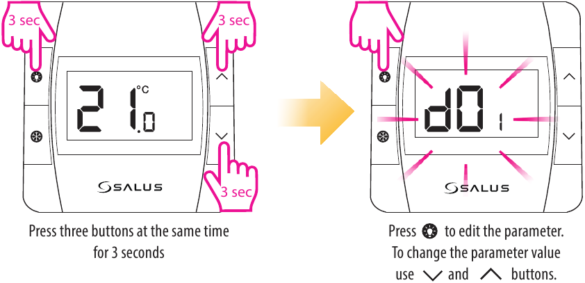 Salus Controls DT300, DT300RF - Digital Room Thermostat Quick Guide ...