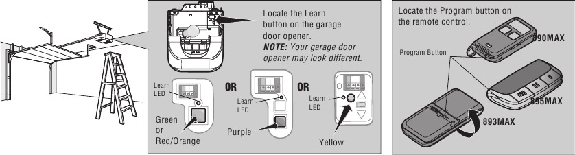 LiftMaster 890MAX, 893MAX, 895MAX 3-Button Remote Control Manual ...