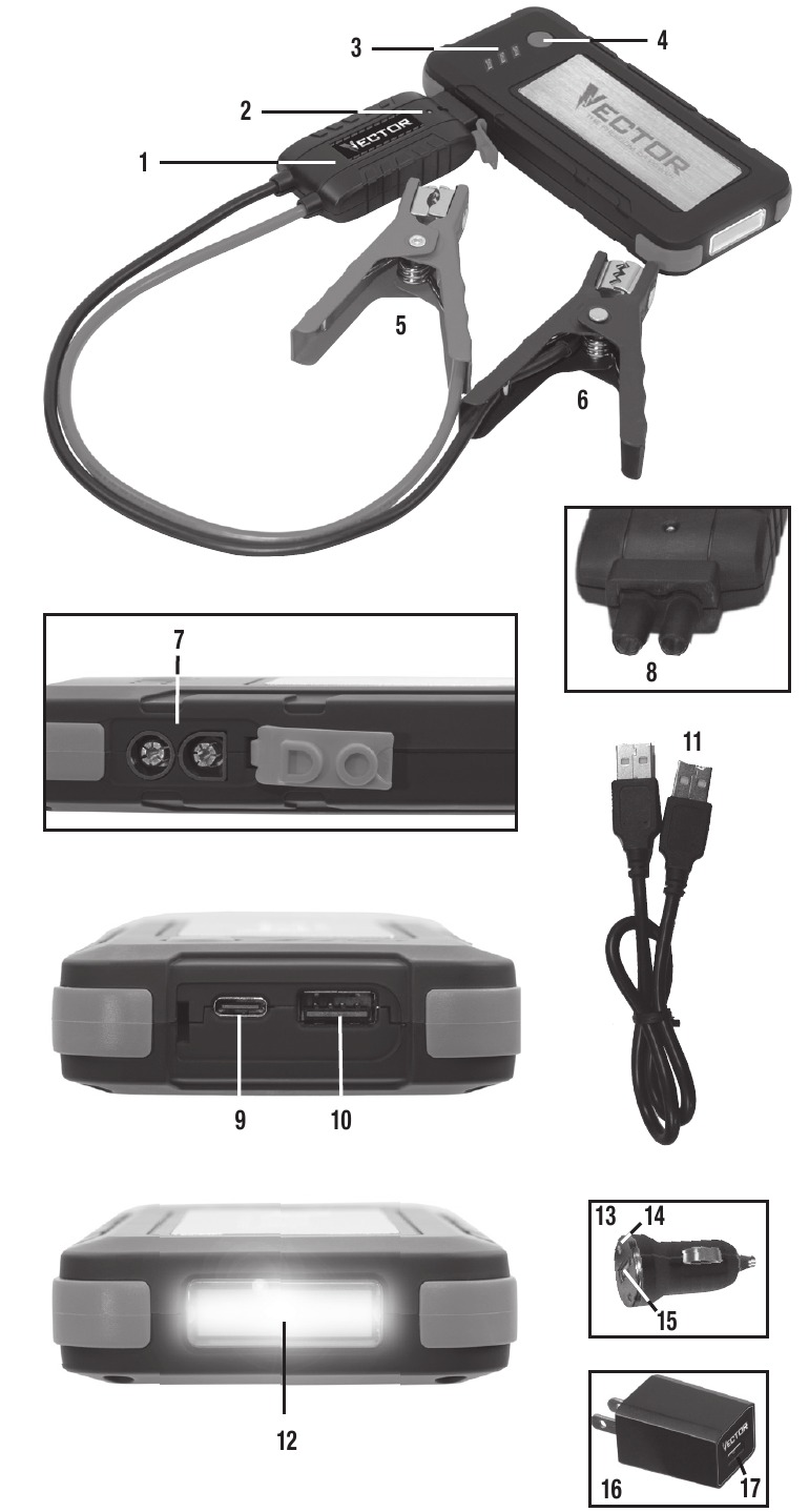 Vector SS6LV - Lithium Jump-Starter & Usb Power Bank Manual | ManualsLib