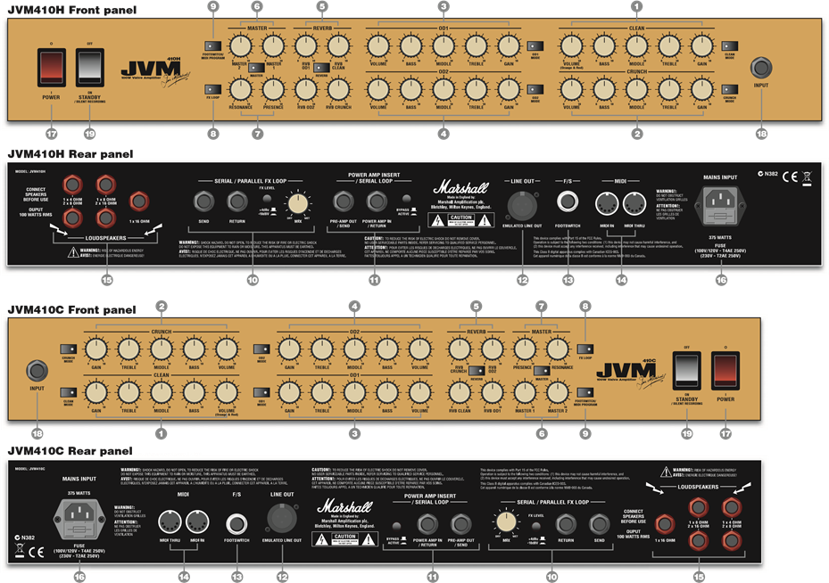 Marshall JVM410C Combo, JVM410H Head Manual | ManualsLib