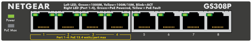 NETGEAR GS308P - 8-Port Gigabit Ethernet Switch With 4-Port PoE ...