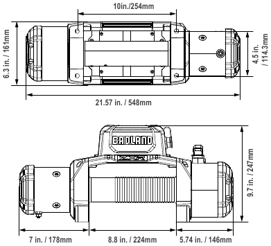 BADLAND ZXR 9500 - 9500 lb. Truck/SUV Winch with Wire Rope Manual ...